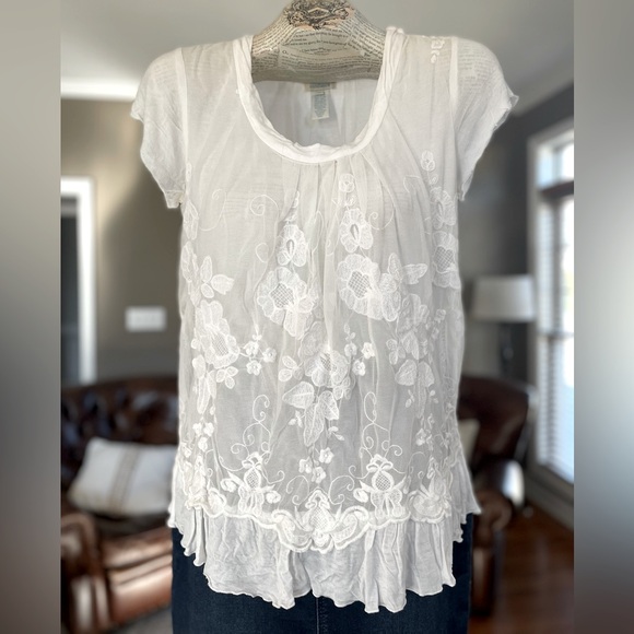 Sundance | Tops | Sundance Embroidered Creamy White Short Sleeve Top ...